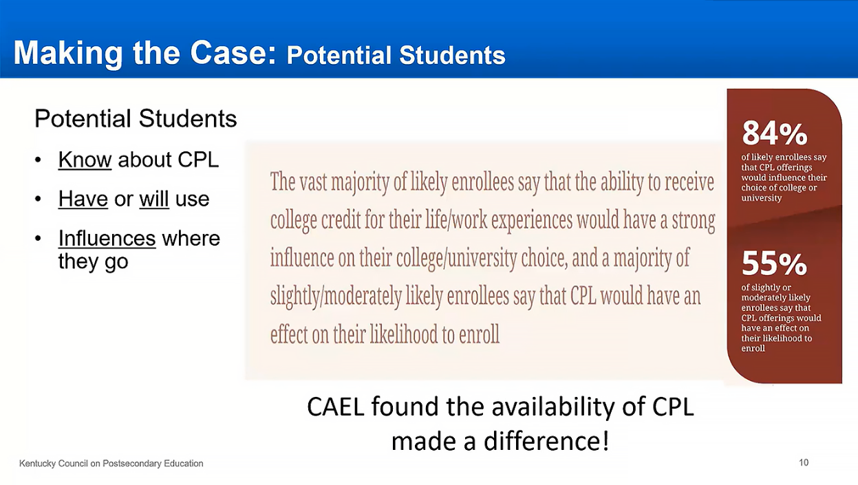 CAEL CPL Research Takes Center Stage in Kentucky Strategy to Engage Adult Learners